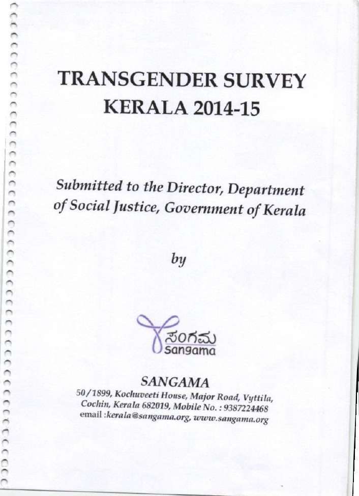 Transgender Survey Kerala 2014-15 Transgender Survey Kerala 2014-15