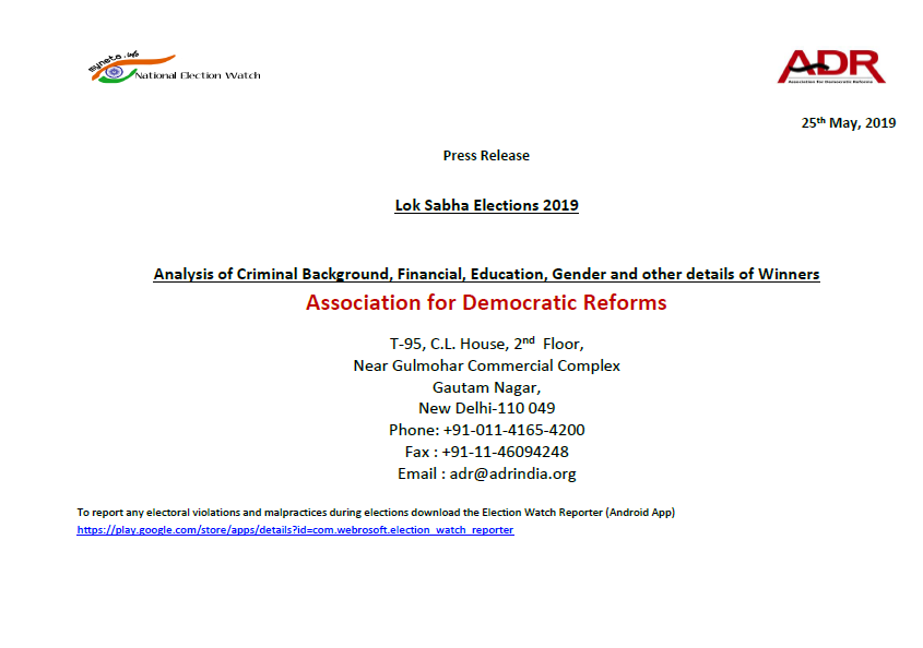 Lok Sabha Elections 2019: Analysis of Criminal Background, Financial ...