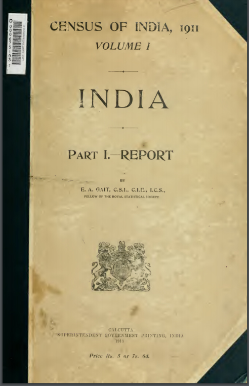 Census of India, 1911; Volume I; Part I – Report