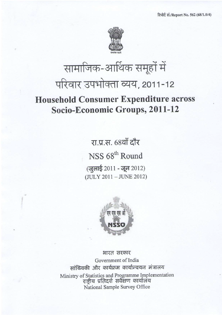 Household Consumer Expenditure across Socio-Economic Groups, 2011-12