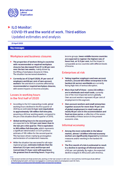 ILO Monitor COVID 19 And The World Of Work Third Edition