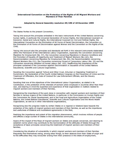 International Convention on the Protection of the Rights of All Migrant ...