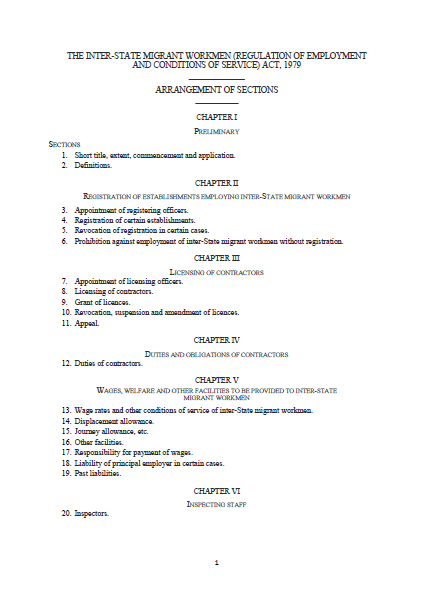 The Inter-State Migrant Workmen (Regulation of Employment and ...